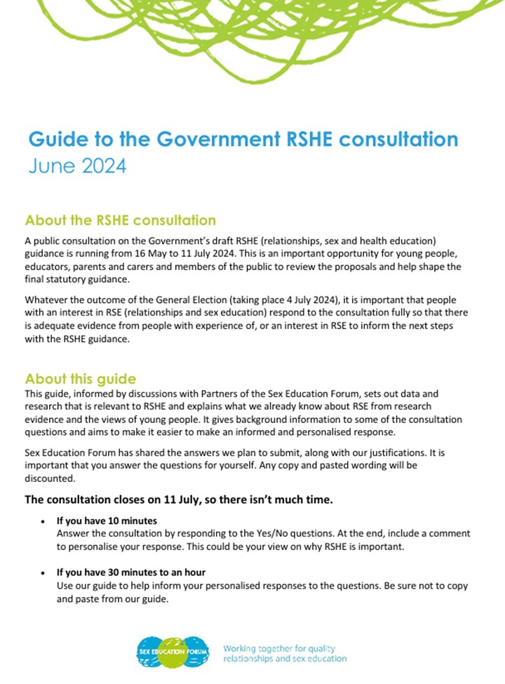Guide to the RSHE consultation | sexeducationforum.org.uk